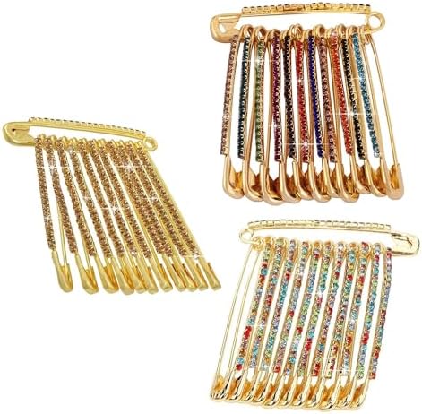 Amazon.com: 20PCS Rhinestone Safety Pins Gold Brooch - Hijab Pins ...