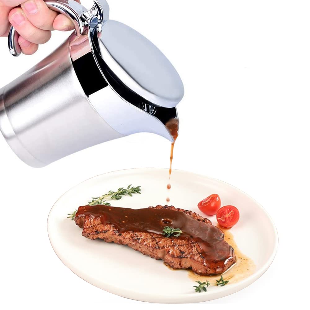 GIRAFEDA Gravy Boat 500ml Sauce Jug Stainless Steel Pot Serving Jug ...