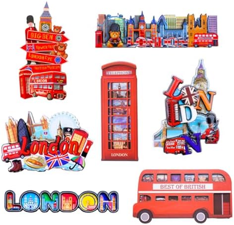 Famous London Icons Mix UK Souvenir Set of 8 Fridge Magnets : Amazon.co ...