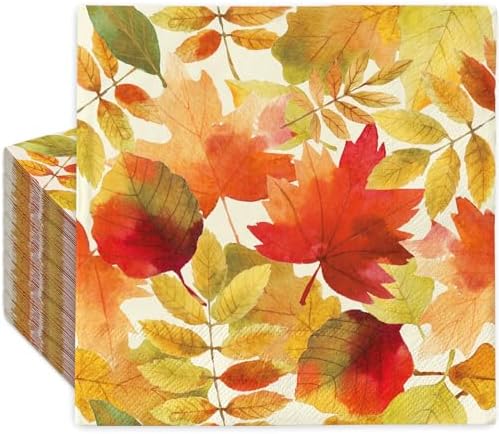 Amazon.com: JarThenaAMCS 100Pcs Fall Thanksgiving Paper Napkins Maple ...
