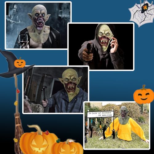 OdiuK Vampire Mask Scary Scream Mask Halloween Party Horror Props, Full ...