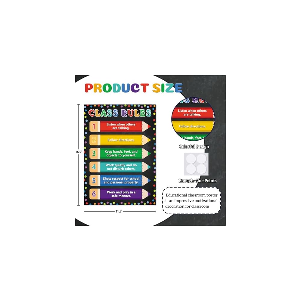 JUESMOS Colorful Pencil Classroom Rules Poster - New Caledonia | Ubuy