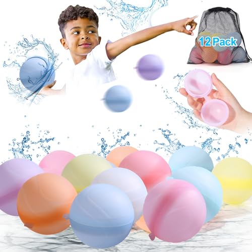 MOOKLIN ROAM Reusable Water Balloons, Pack of 12 Silicone Water Splash ...