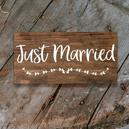 Amazon.com: Just Married Sign - Rustic Wooden Ring Bearer Sign ...
