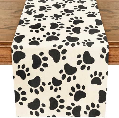 Amazon.com: Vohado Dog Paw Print Table Runner Puppy Themed Birthday ...