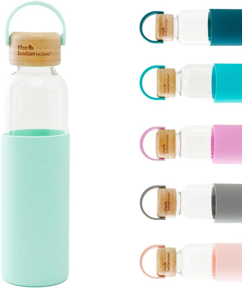 TintBox Glass Water Bottle with Protective Silicone Cover | Glass Water ...