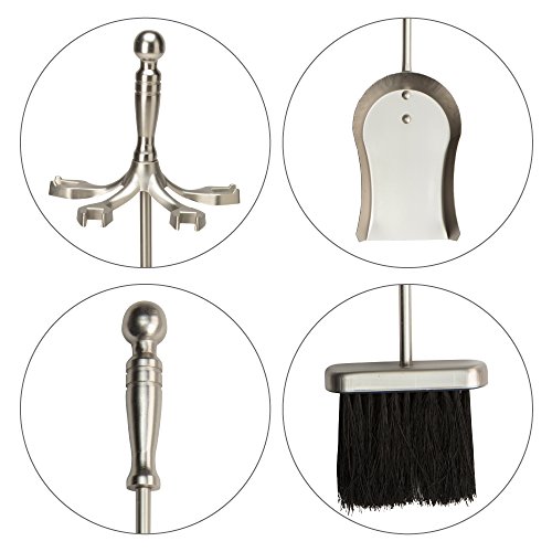 Snapklik.com : UniFlame, F-7547, 5-Piece Satin Pewter Fireplace Tools Set