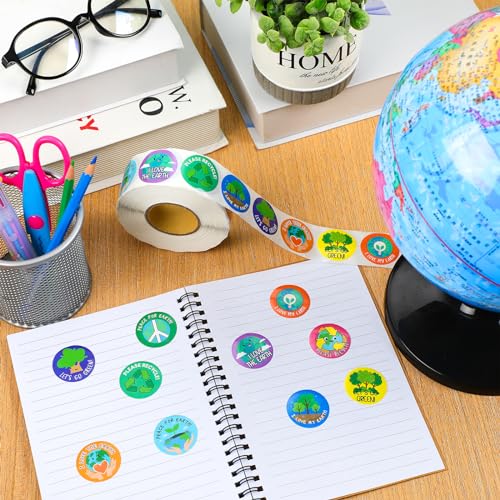 Snapklik.com : 1000 Pcs Earth Stickers For Kids Roll Shape Save The ...