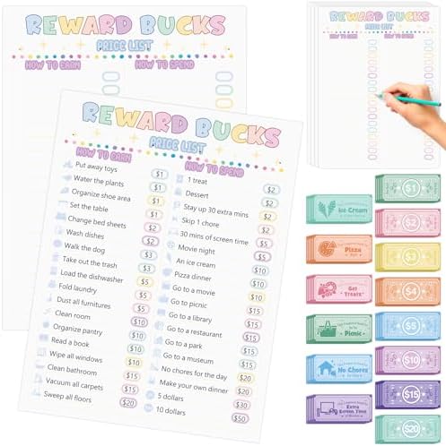 Amazon.com: Mooliwe 565 Pcs Kids Reward Bucks Charts Good Behavior ...