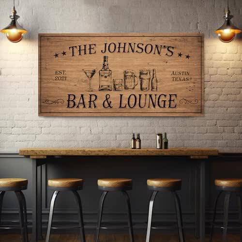 Amazon.com: AWESOMETIK Personalized BAR & LOUNGE Canvas Sign, Lounge ...