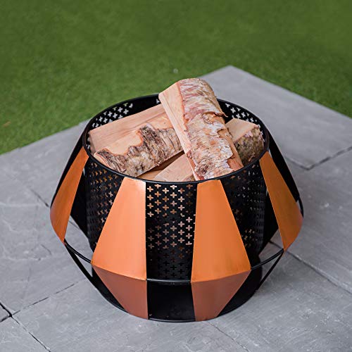 LIVIVO Sunburst Design Fire Pit Brazier with Mesh Inner Walls for Wide ...