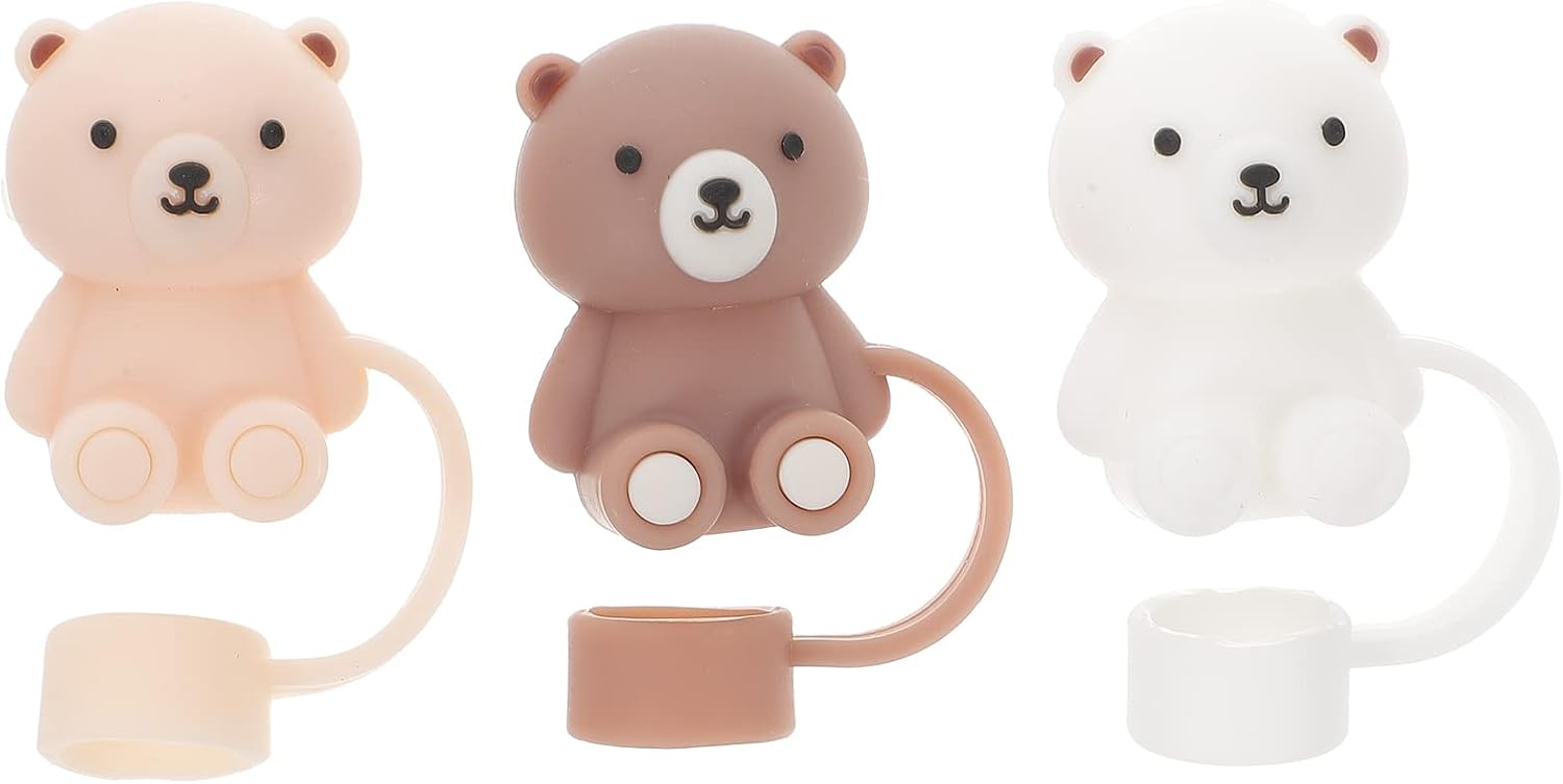 Amazon.com: Zerodeko Silicone Straw Sleeves Bear Shape Reusable Straw ...