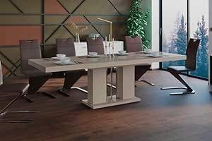 Amazon.com - Mimosa Modern Glossy Beige Extendable Dining Table, Dining ...