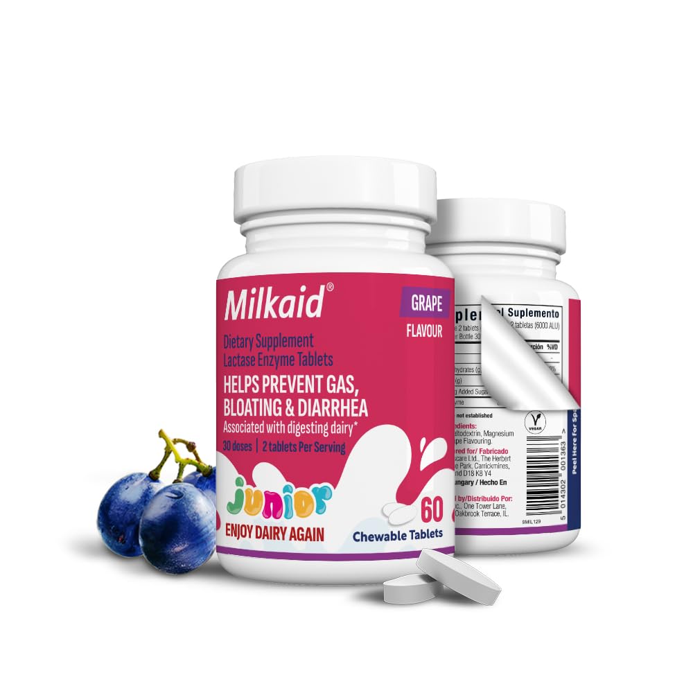 Milkaidjunior Lactase Enzyme Chewable Tablets For Lactose Intolerance ...