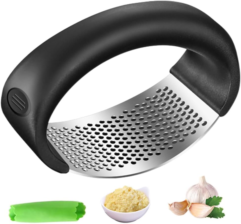 Amazon.com: SORT SAVVY Garlic Press, Robust Stainless Steel Garlic ...