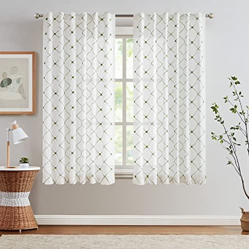 Amazon.com: jinchan White Curtains for Living Room with Diamond ...