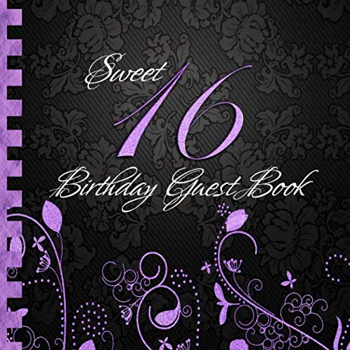 Amazon.com: Sweet 16 Birthday guest book: Elegant Black and Purple ...