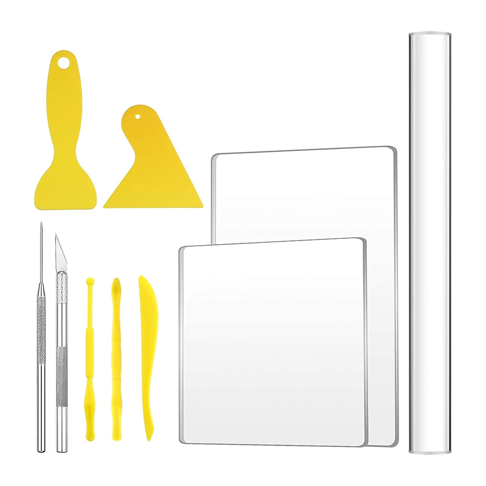 Buy MAXBELL 10Pack DIY Clay Tool Clay Roller Clear Acrylic Sheet ...