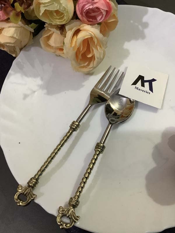 Buy Fancy Palace Stainless Steel Designer Spoons with Silver Knot ...