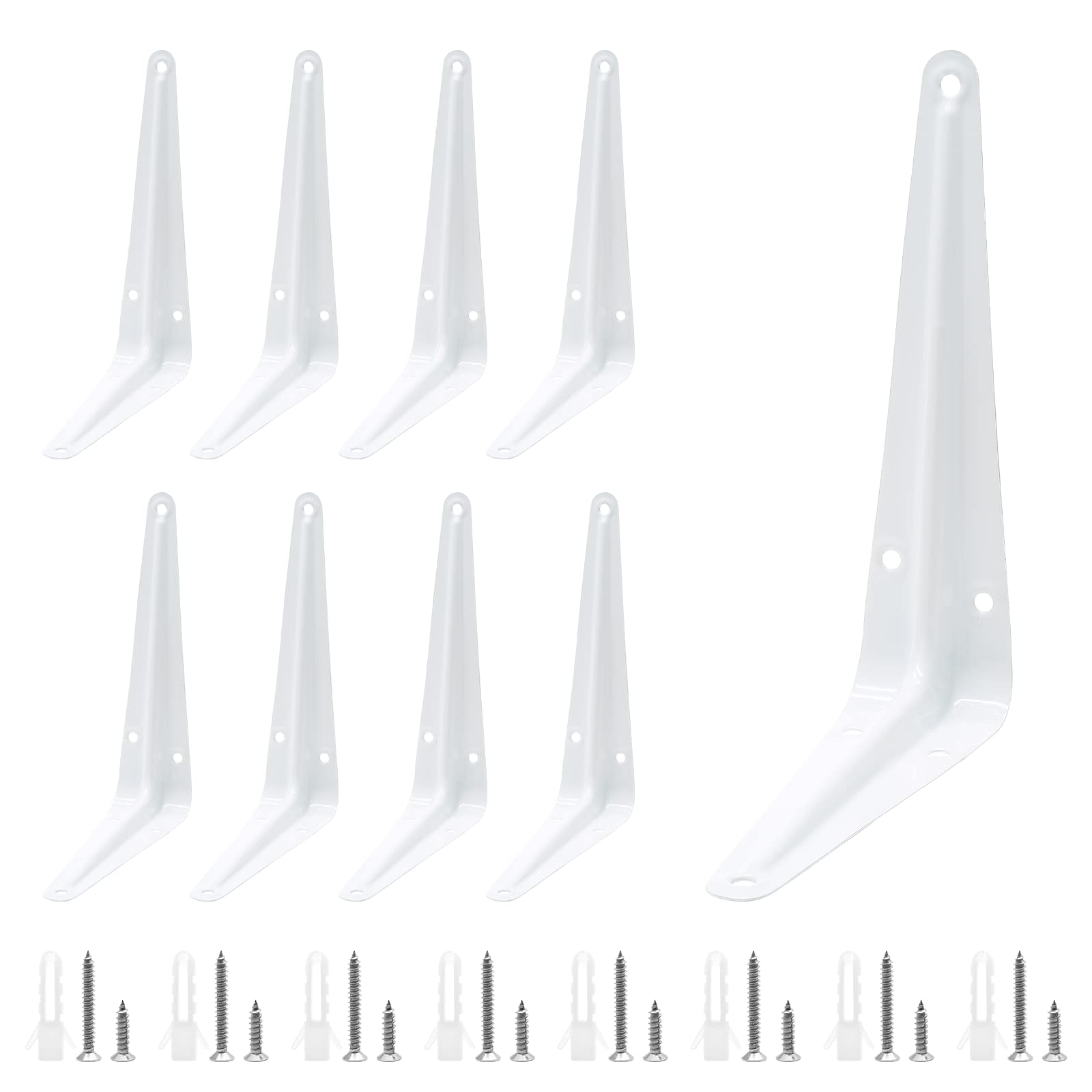 Snapklik.com : Uenhoy 10 Pack White Shelf Brackets 8 Inch Metal ...
