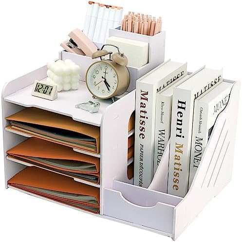 PLSOPPKG Wooden Desk Tidy Organiser, File Rack, Desk Tidy Storage ...