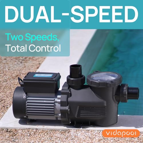 Vidapool 2 HP Dual Speed Pool Pump, 5200GPH, 115V, 2 Adapters, Powerful ...