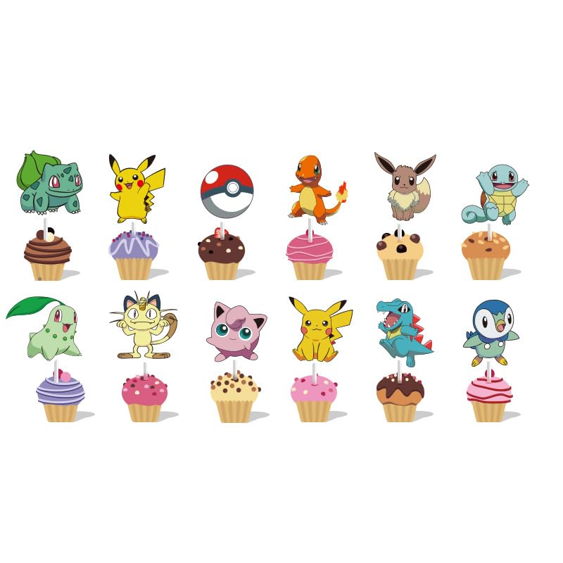 Buy 24Pcs Cartoon Cupcake Toppers, Anime Happy Birthday Cupcake Toppers ...