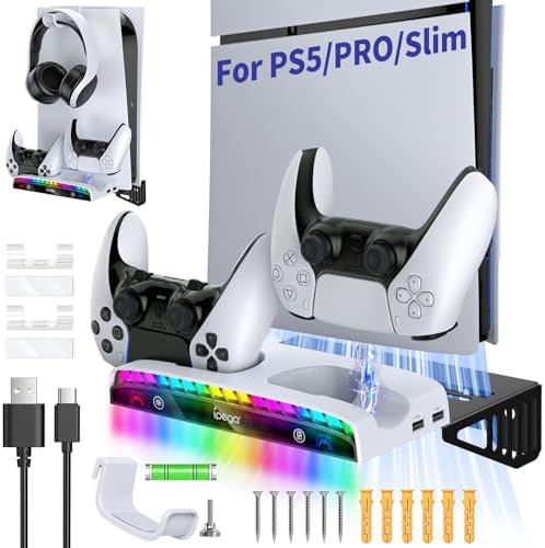 Amazon.com: Fosmon PS5 Wall Mount Kit with Fast Charging Controller ...