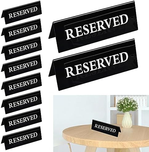 YIQXKOUY 10 Pack Acrylic Black Reserved Sign Reserved Table Tent Signs ...