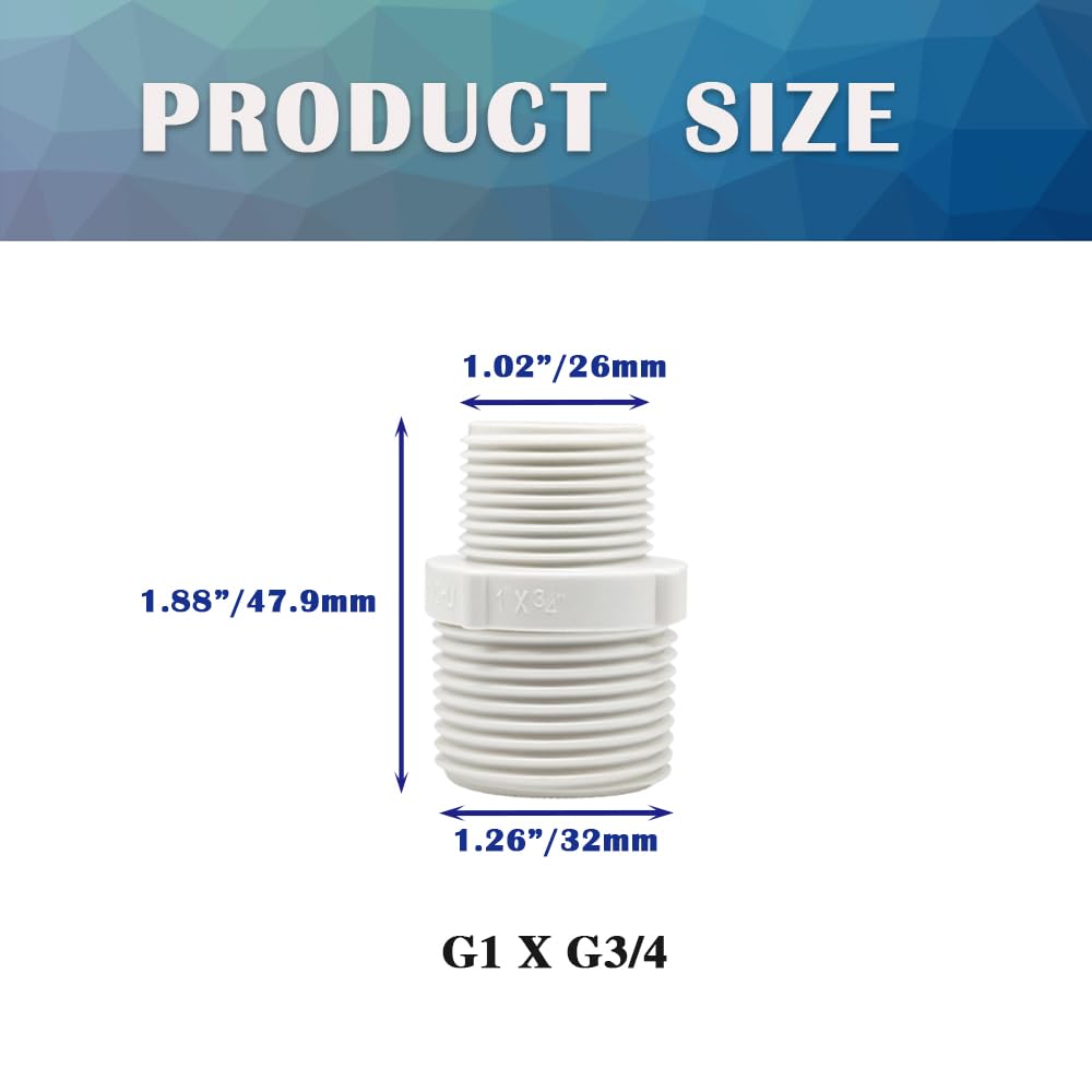 Snapklik.com : 9PCS 1" To 3/4" PVC Pipe Fitting Hex Nipple G1 Male X G3 ...