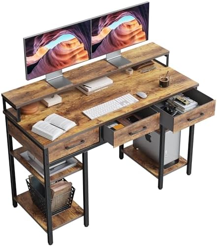Amazon.com: CubiCubi 47 Inch Computer Desk with 3 Drawers and Storage ...