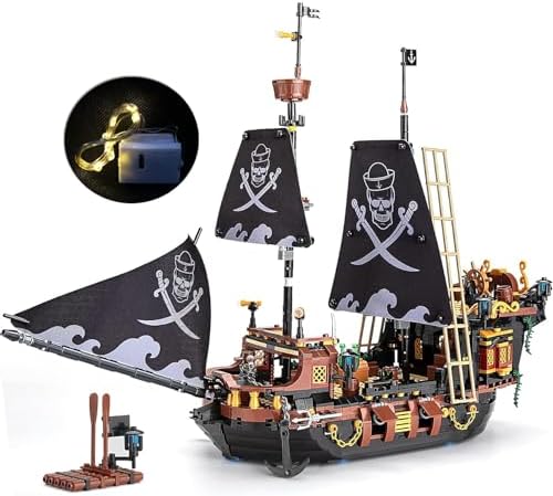 Pirate Ship Mini Building Blocks Set, MOC Boat Building Bricks Display ...