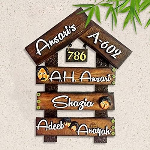 Buy Karigaari India Customized Wooden Family Name Plate for Home ...