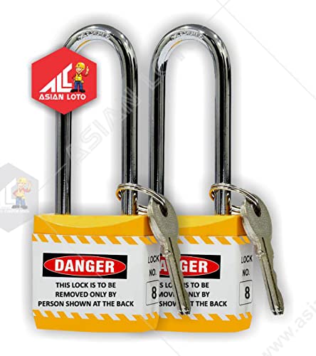 Asian Loto Long Shackle Jacket Padlock with 3 Keys (Set of 2) YELLOW ...