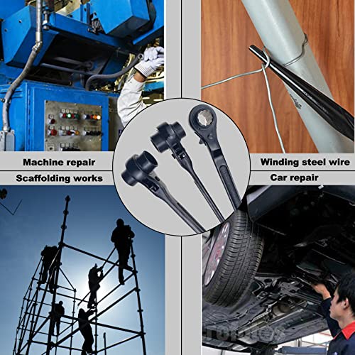 Leliafleury 17mm x 19mm Ratchet Podger Spanner, Scaffold Spanner, 12 ...