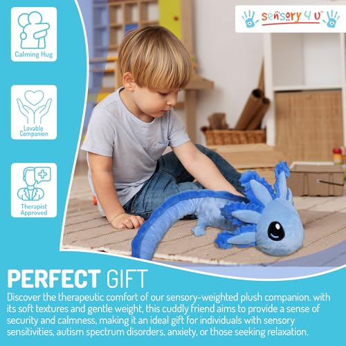 Snapklik.com : SENSORY4U Axolotl Weighted Plush Stuffed Animal Blue