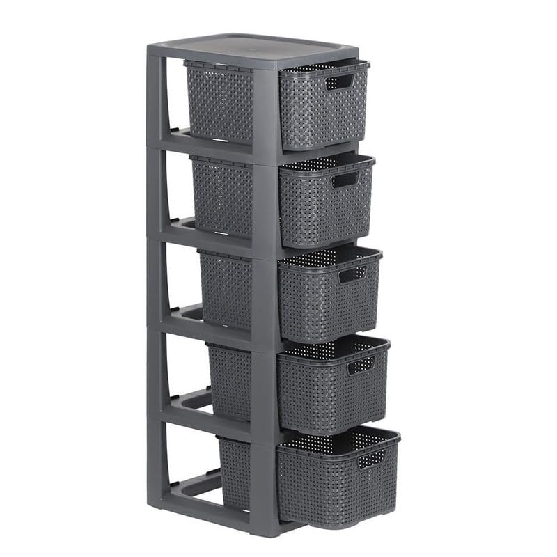 5 Tier Plastic Drawers With Handles storage unit Organizer ideal for ...