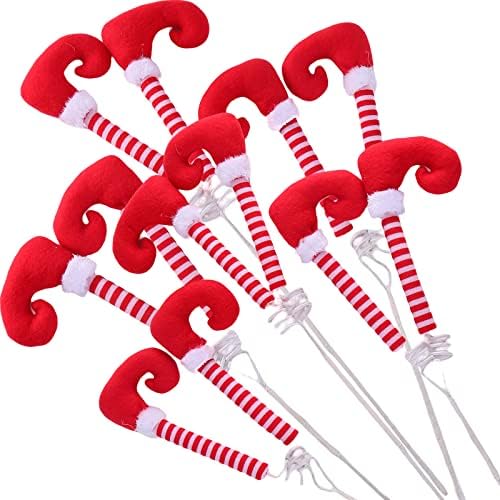 Amazon.com: idyllic Christmas Picks Elf Legs Boot Pick Striped Gold ...