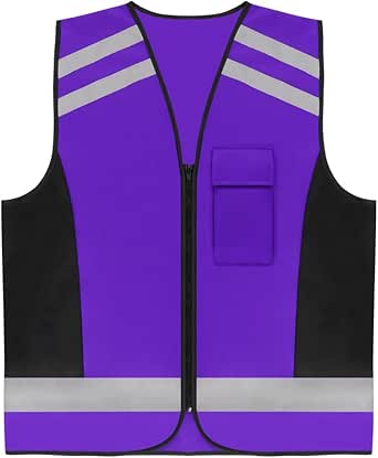 SUXIBIP purple Hi Vis Safety Vest with Reflective Strips, High ...