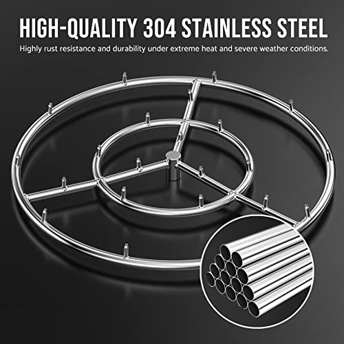 Snapklik.com : Skyflame 24-Inch Round Stainless Steel Fire Pit Jet ...