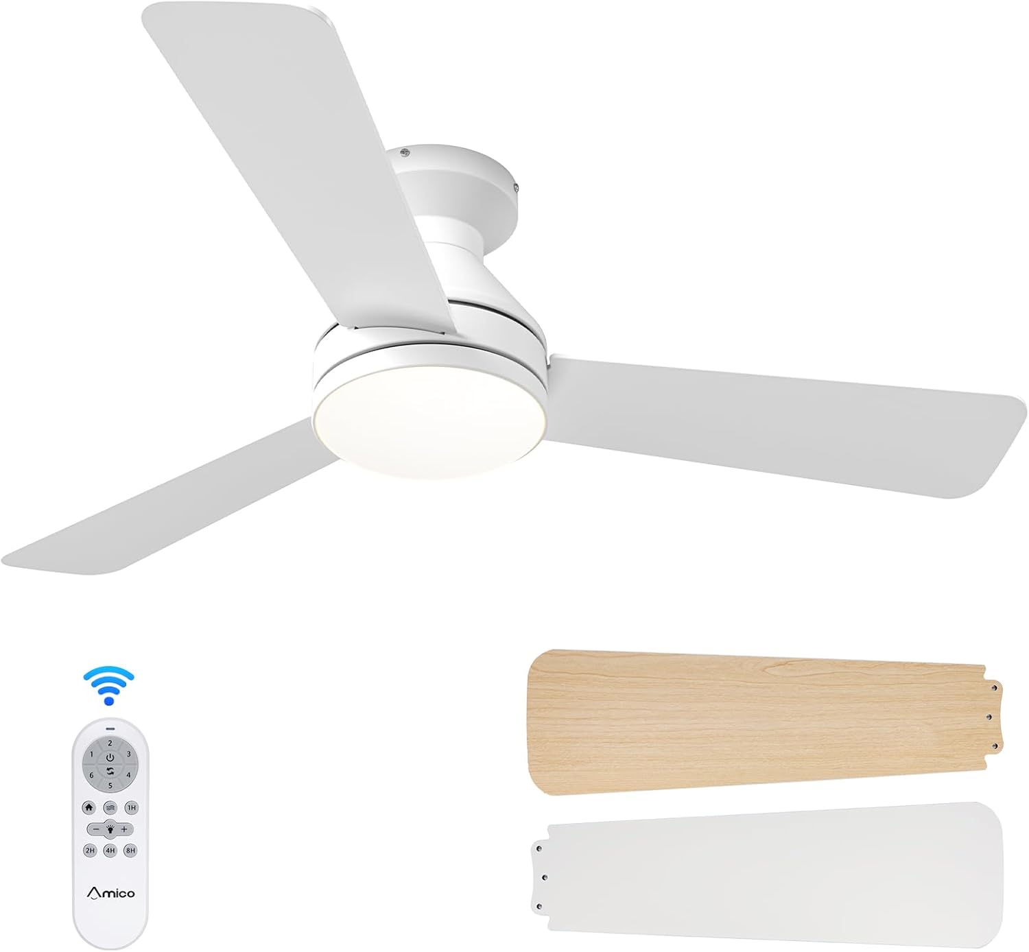 Amazon.com: Amico Ceiling Fans with Lights, 42 inch Low Profile Ceiling ...