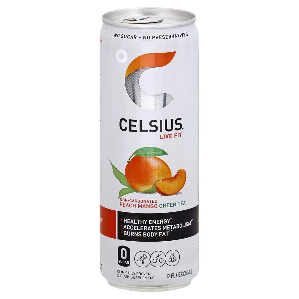 Amazon.com : Celsius, Peach Mango Green Tea, 12 Fl Oz : Grocery ...