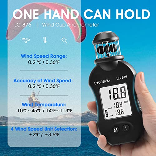 Anemometer Handheld, LC-876 Portable Wind Speed Meter Gauge for Wind ...