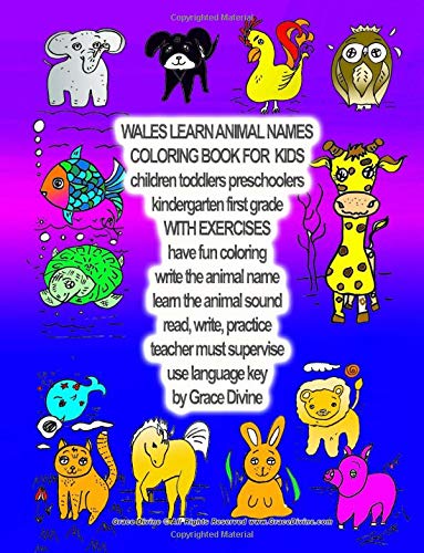 WALES LEARN ANIMAL NAMES COLORING BOOK FOR KIDS children toddlers ...