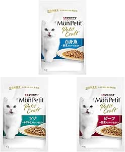 Amazon | 【セット買い】モンプチ プチクラフト パウチ 白身魚 野菜入りソース仕立て 40gx6袋 + モンプチ プチクラフト パウチ ツナ かにかま入りソース仕立て 40gx6袋 ...