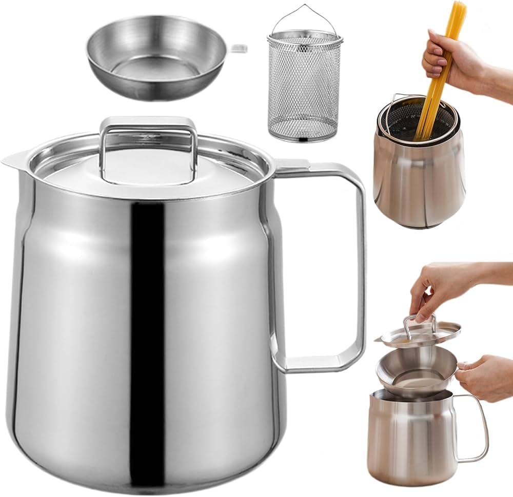 Amazon.com: KINNG 304 Stainless Steel Oil kettle pot Filter Container ...