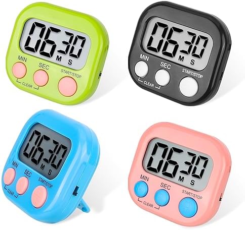 Kitchen Timer 4PCS Colorful Digital Kitchen Timer Magnetic Countdown ...