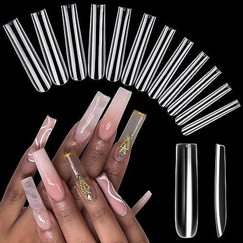 Ledander 504Pcs Extra Long Square False Nails Set,XXXL Clear False ...
