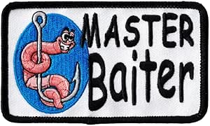 Amazon.com: Master Baiter Fishing 4" Patch Embroidered Adult Humor Patch Iron on or Sew on Patch ...