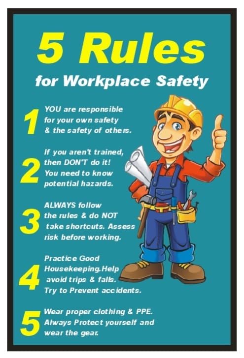 Vijay Art 5 RULES FOR WORKPLACE SAFTEY Premium 5mm Sunboard Sheet with ...